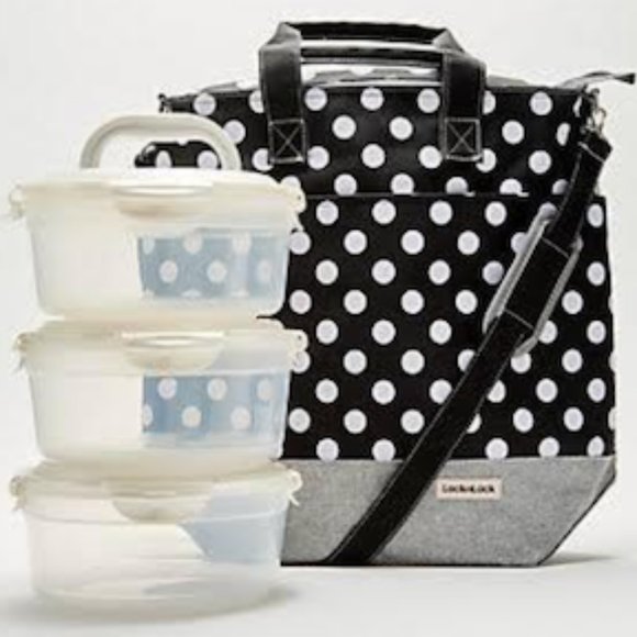 Kitchen | Locknlock Insulated Tote Bag With 3 Containers With Handles ...